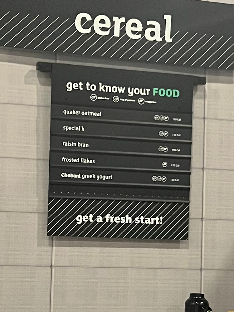 Cereal Menu with Calories - Hanging – Holiday Inn Breakfast Program